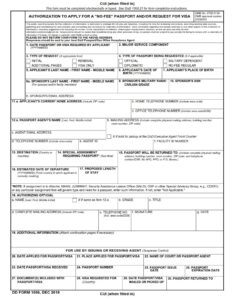 DD Form 1056 – Authorization to APPLY for “No-Fee” Passport and/or ...