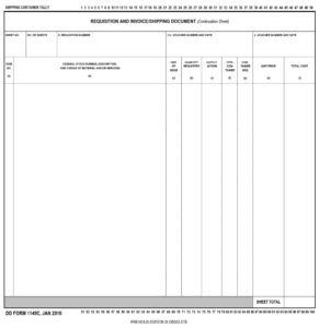 DD Form 1149C – Requisition and Invoice/Shipping Document (Continuation ...