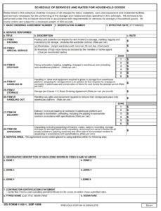 DD Form 1162-1 – Schedule of Services and Rates For Household Goods ...