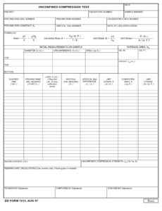 DD Form 1213 – Compression Test, Unconfined - DD Forms
