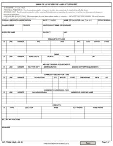 DD Form 1249 – Airlift Request – SAAM or JCS Exercise - DD Forms
