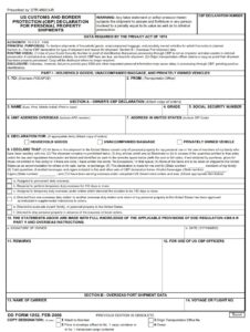 DD Form 1252 – U.S. Customs and Border Protection (CBP) Declaration for ...