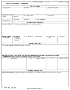 DD Form 1265 – Request For Convoy Clearance - DD Forms
