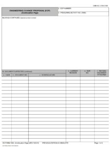 DD Form 1692C – Engineering Change Proposal (ECP), Continuation Page ...