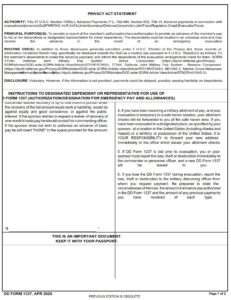DD Form 1337 – Authorization/Designation for Emergency Pay and ...