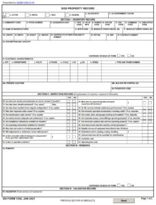 DD Form 1342 – DoD Property Record - DD Forms