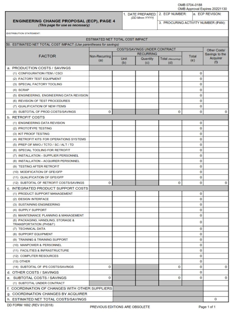 DD Form 1692-4 – Engineering Change Proposal (ECP), Page 4 ...