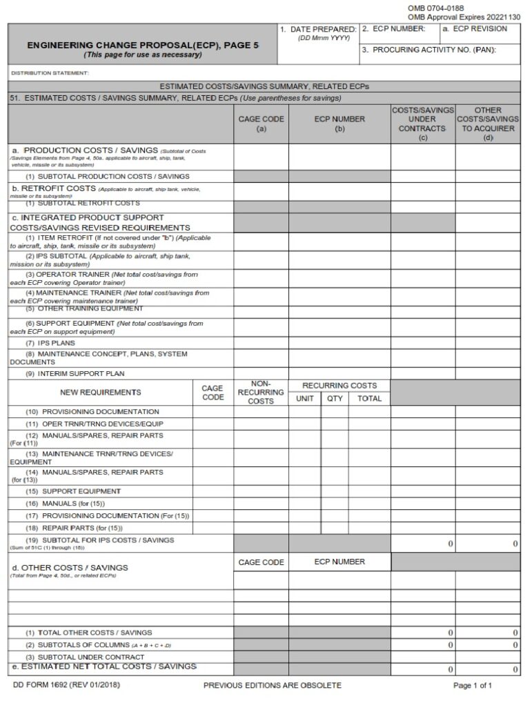 DD Form 1692-5 – Engineering Change Proposal (ECP), Page 5 ...