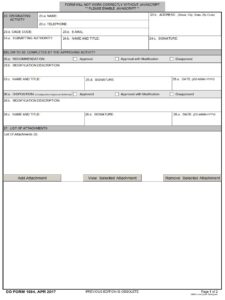 DD Form 1694 – Request for Variance (RFV) - DD Forms