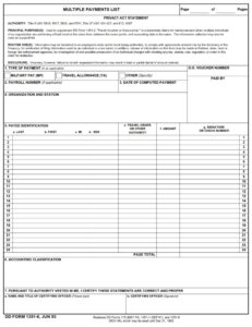 DD Form 1351-6 – Multiple Payments List - DD Forms