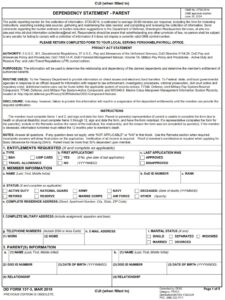 DD Form 137-3 – Dependency Statement – Parent (Instructions) - DD Forms