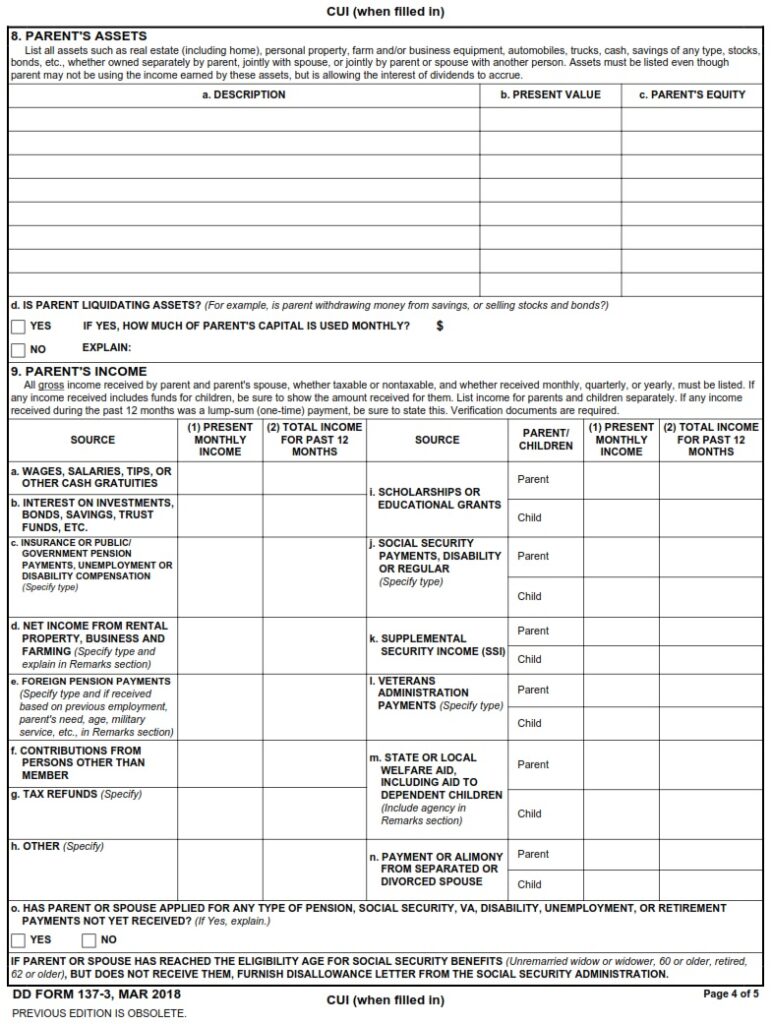 DD Form 137-3 – Dependency Statement – Parent (Instructions) - DD Forms DD Form 137-3 – Dependency Statement – Parent (Instructions) - DD Forms