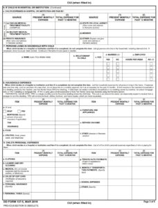 DD Form 137-5 – Dependency Statement – Incapacitated Child Over Age 21 ...