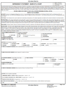 DD Form 137-7 – Dependency Statement – Ward of a Court (Instructions ...