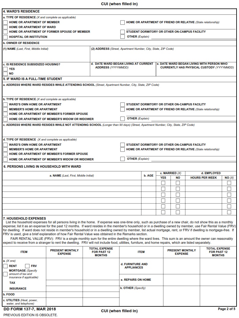DD Form 137 7 Dependency Statement Ward Of A Court Instructions DD Form 137 7 Dependency Statement Ward Of A Court Instructions