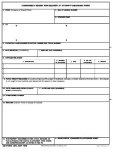 DD Form 1371 – Consignee’s Receipt for Delivery at Stop-off Unloading ...