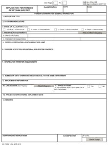 DD Form 1494 – Application for Equipment Frequency Allocation - DD Forms