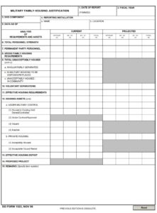 DD Form 1523 – Military Family Housing Justification - DD Forms