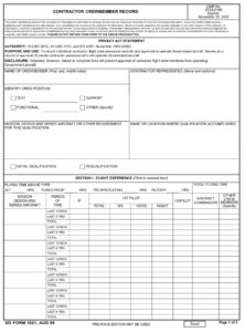 DD Form 1821 – Contractor Crewmember Record - DD Forms