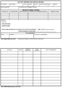 DD Form 1834 – Military Working Dog Service Record - DD Forms