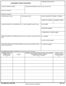 DD Form 1841 – Government Inspection Report - DD Forms