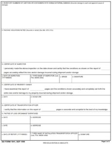 DD Form 1841 – Government Inspection Report - DD Forms