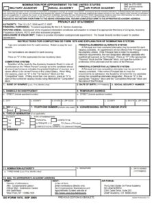DD Form 1870 – Nomination for Appointment to the United States Military ...