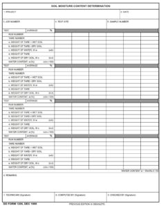 DD Form 1205 – Soil Moisture-Content Determination - DD Forms