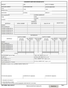 DD Form 1220 – Concrete Mixture Design Data - DD Forms