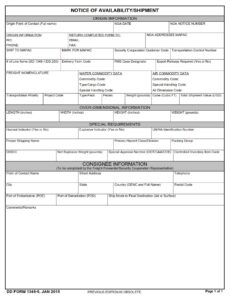 DD Form 1348-5 – Notice of Availability/Shipment - DD Forms