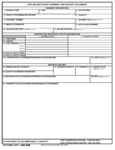 DD Form 1348-7 – DoD MILSPETS DFSP Shipment and Receipt Document - DD Forms