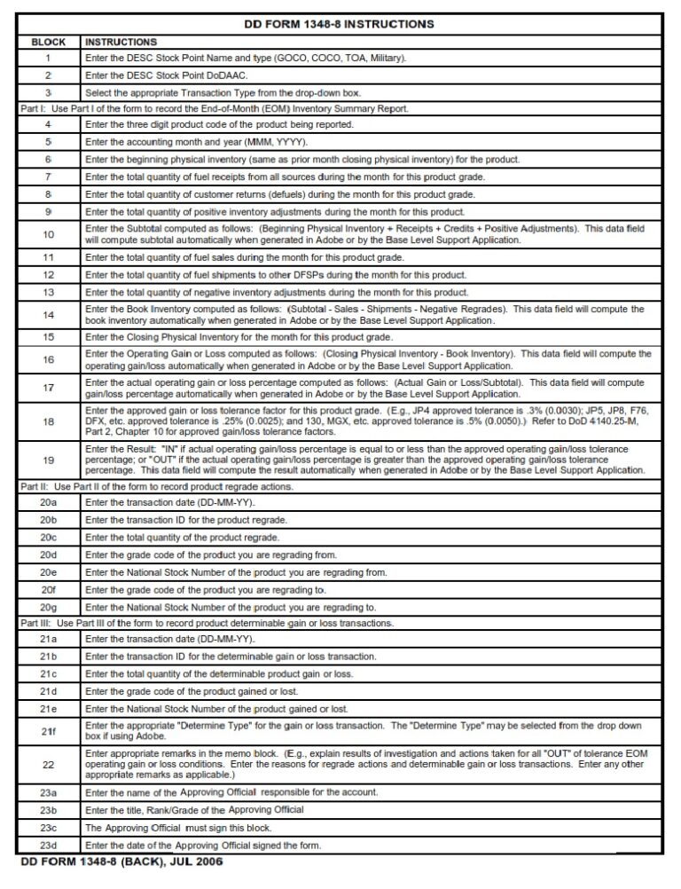 DD Form 1348-8 – DoD MILSPETS: DFSP Inventory Accounting Document and ...