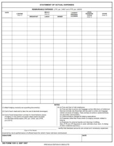 DD Form 1351-3 – Statement of Actual Expenses - DD Forms