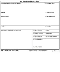 DD Form 1387 – Military Shipment Label - DD Forms