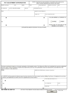 DD Form 139 – Pay Adjustment Authorization - DD Forms
