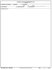 DD Form 1423-1 – Contract Data Requirements List (1 Data Item) - DD Forms