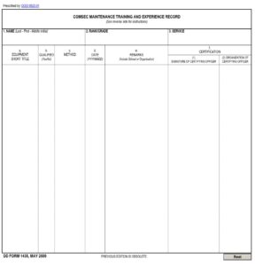 DD Form 1435 – COMSEC Maintenance Training and Experience Record - DD Forms