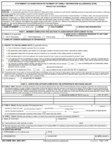 DD Form 1561 – Statement to Substantiate Payment of Family Separation ...