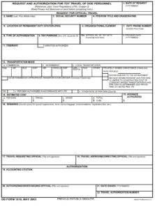 DD Form 1610 – Request and Authorization for TDY Travel of DoD ...
