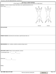 DD Form 1626 – Veterinary Necropsy Report - DD Forms