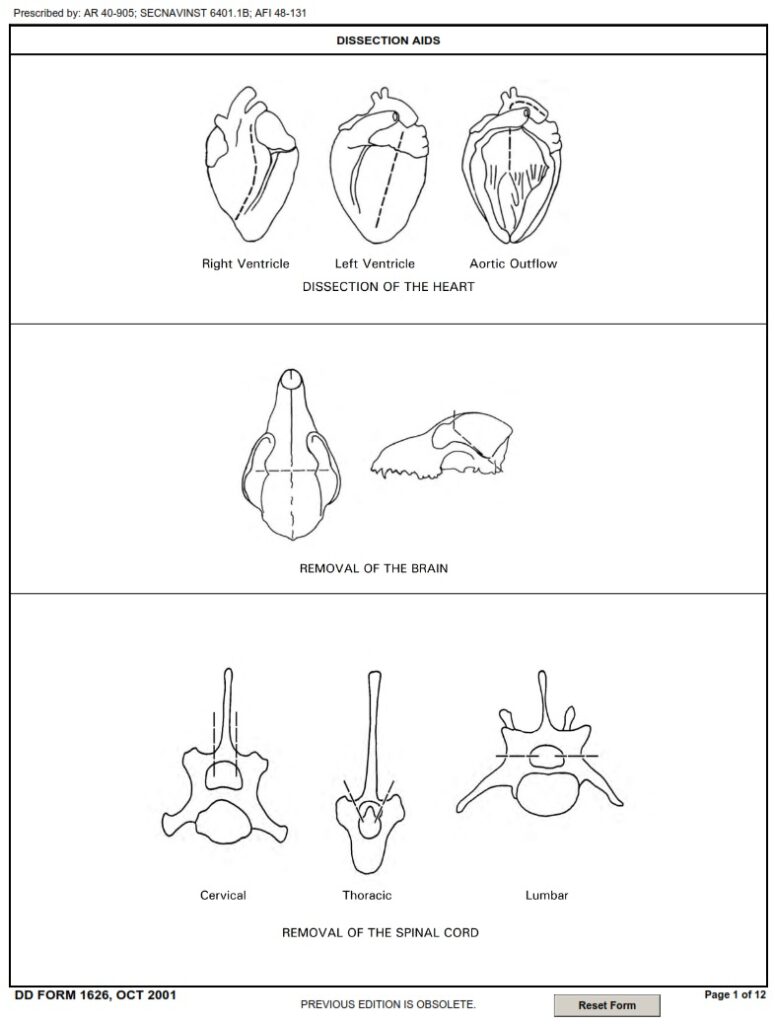 DD Form 1626 – Veterinary Necropsy Report - DD Forms