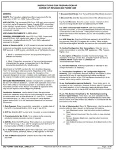 DD Form 1695-Inst – Instructions for Preparation of Notice of Revision ...