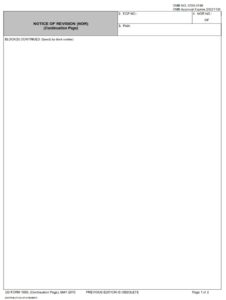 DD Form 1695c – Notice of Revision (NOR), Continuation Sheet - DD Forms
