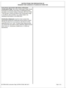 DD Form 1695c – Notice of Revision (NOR), Continuation Sheet - DD Forms