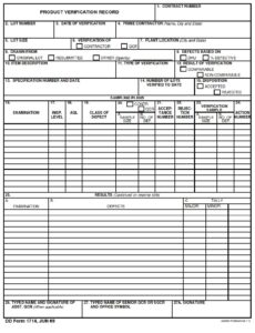 DD Form 1714 – Product Verification Record - DD Forms