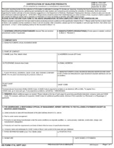 DD Form 1718 – Certification of Qualified Products - DD Forms