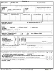 DD Form 1721 – Space Test Program Flight Request - DD Forms