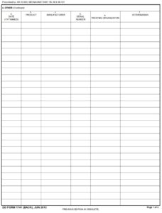 DD Form 1741 – Military Working Animal Immunization Record - DD Forms
