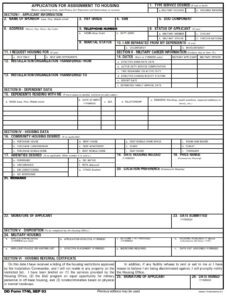 DD Form 1746 – Application for Assignment to Housing - DD Forms