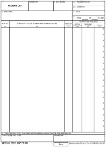 DD Form 1750 – Packing List - DD Forms